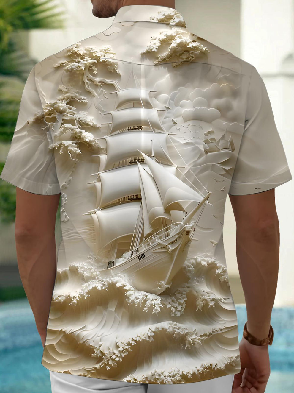 Boat Art Print Men's Pocket Short Sleeve Shirts – gogofandy